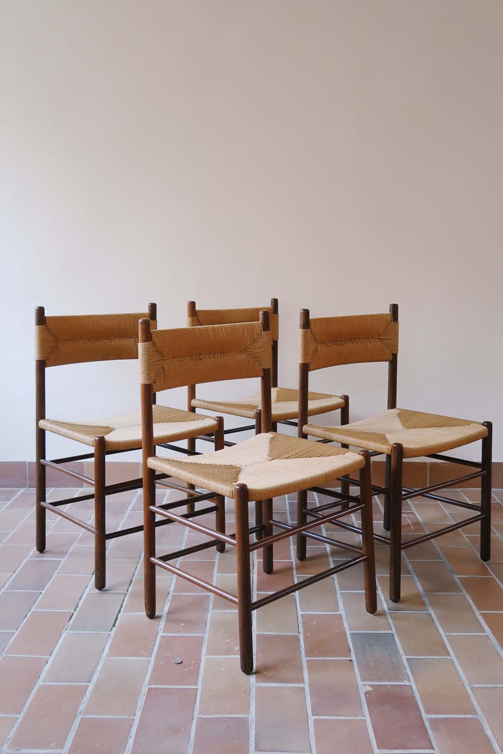 4 chaises cordées style Robert Sentou – Aux Objets Trouvés